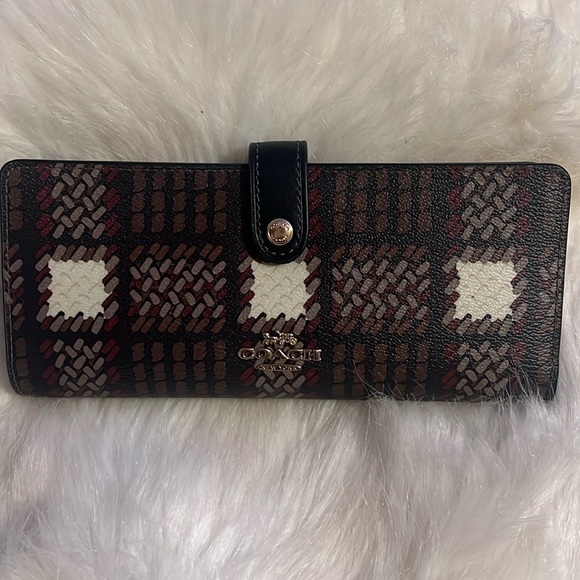 Coach | Bags | Coach Slim Wallet With Brushed Plaid Print | Poshmark
